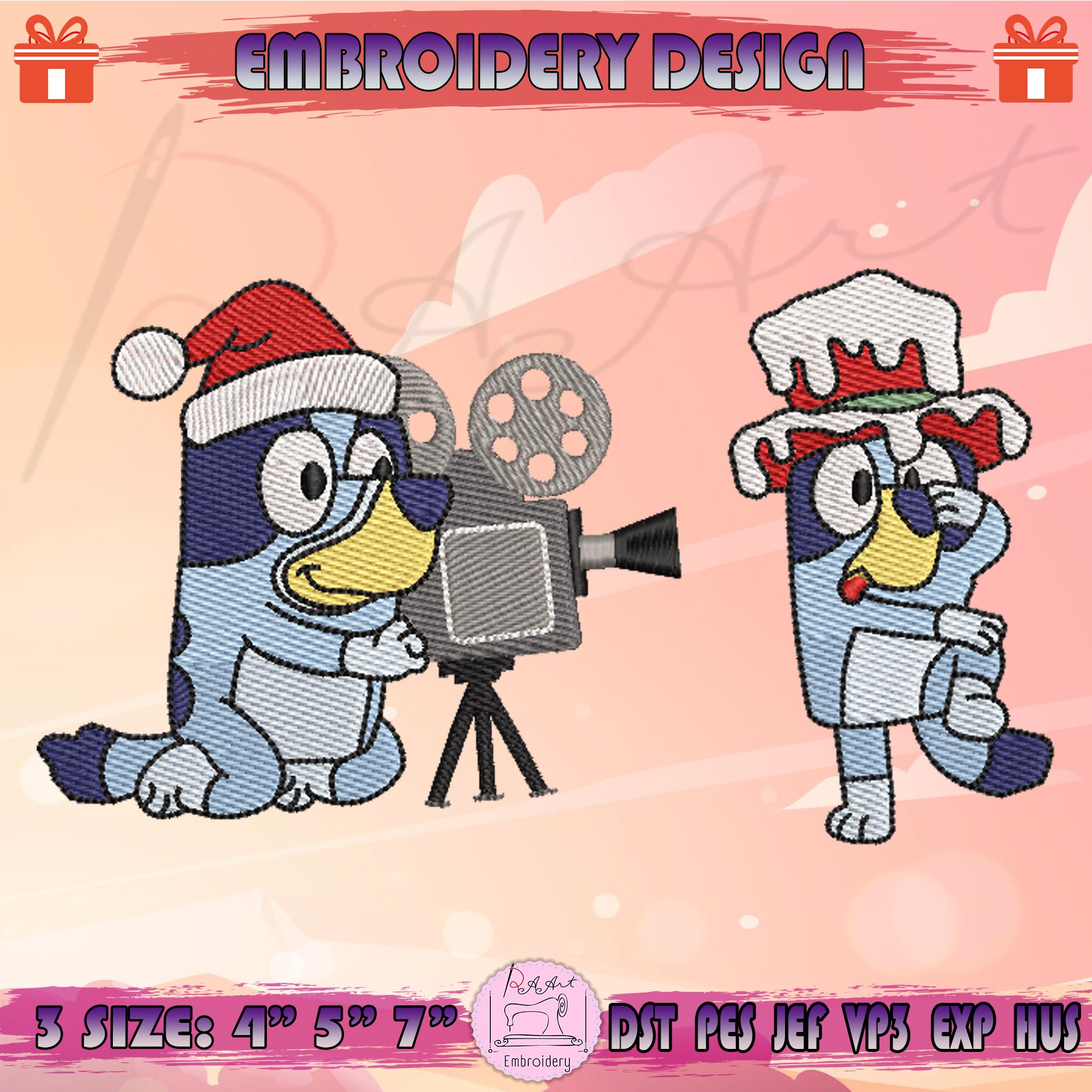 Christmas Bluey Embroidery Design, Bluey Family Embroidery, | Inspire ...