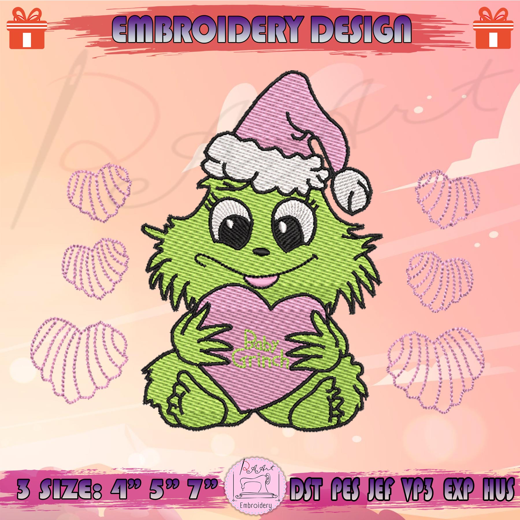 Cute Baby Grinch Embroidery Design, Grinchy Baby Embroidery, | Inspire ...