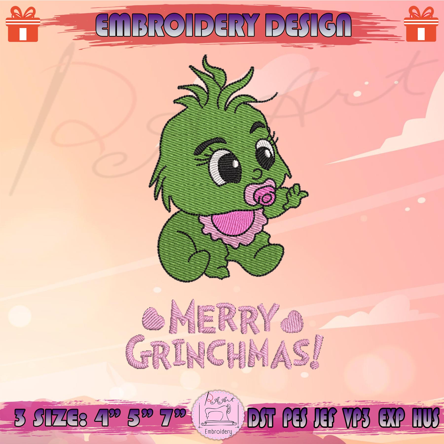 Merry Grinchmas Embroidery Design, Baby Grinch Embroidery, G | Inspire ...