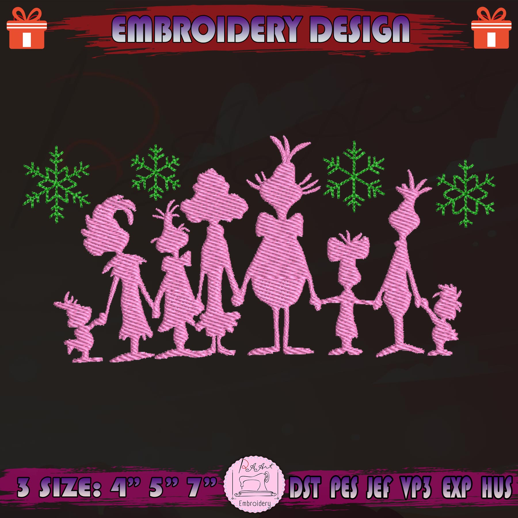 Grinch And Friends Embroidery Design, Pink Grinch Embroidery | Inspire ...