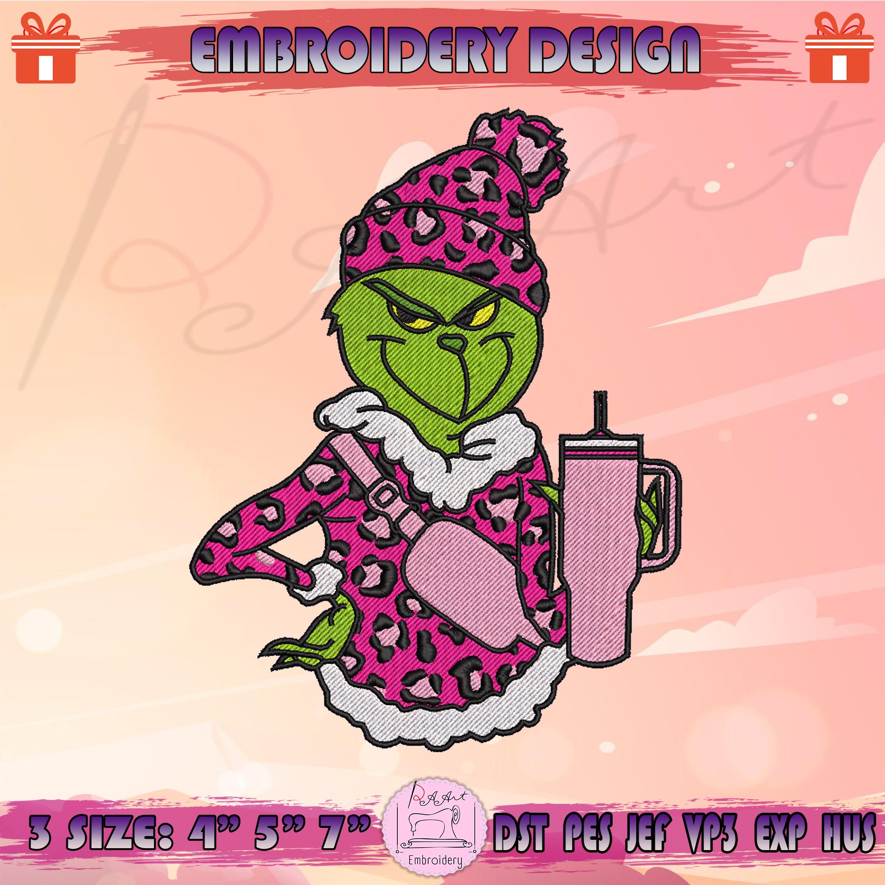Pink Bougie Grinch Embroidery Design, Funny Grinch Embroider | Inspire ...