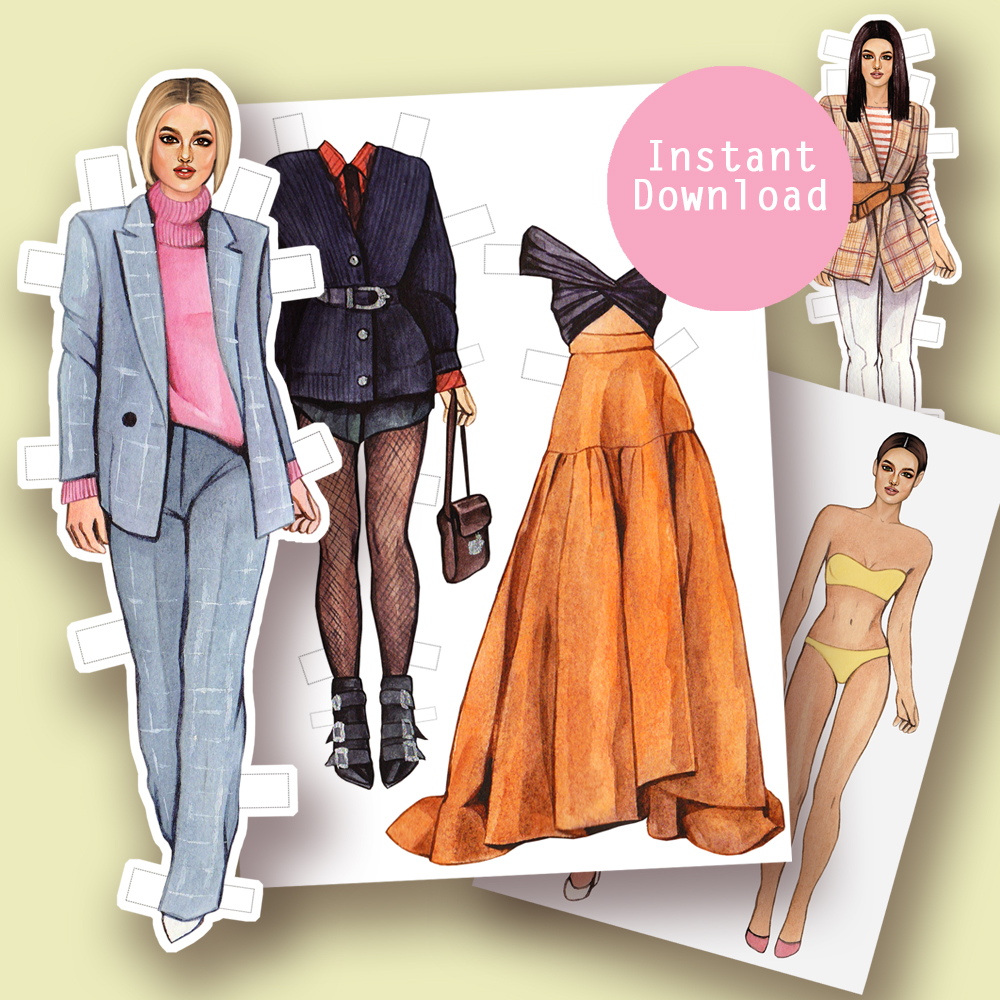 Digital Paper Doll - printable paper doll set for download - Inspire Uplift