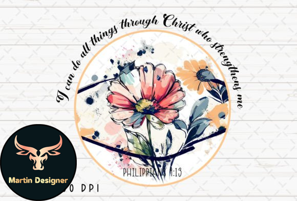 Bible Verse Christian Flower Vintage PNG Design 08 | Inspire Uplift