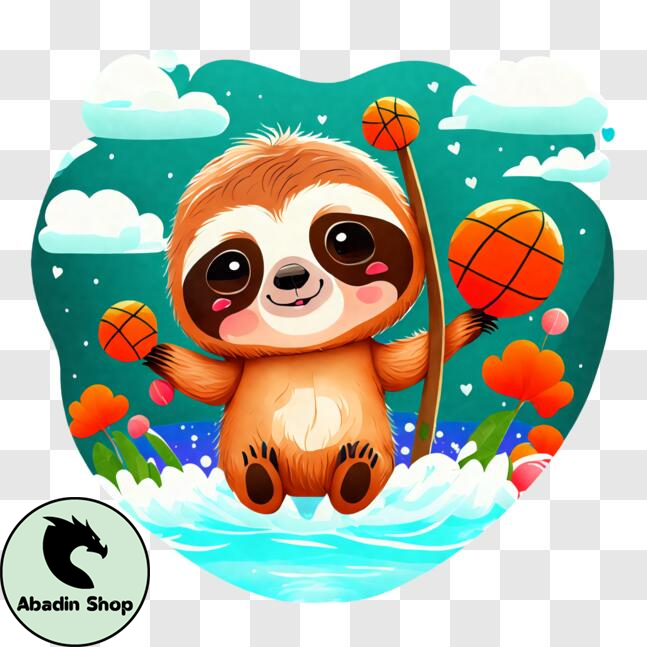 Cartoon Sloth Playing Basketball PNG - Inspire Uplift