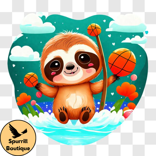Cartoon Sloth Playing Basketball PNG - Inspire Uplift