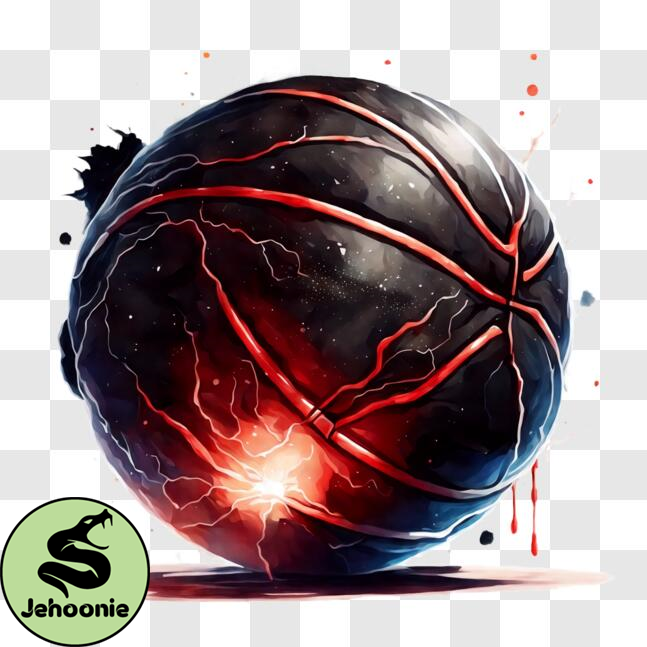 Black Basketball with Red Splatters PNG | Inspire Uplift