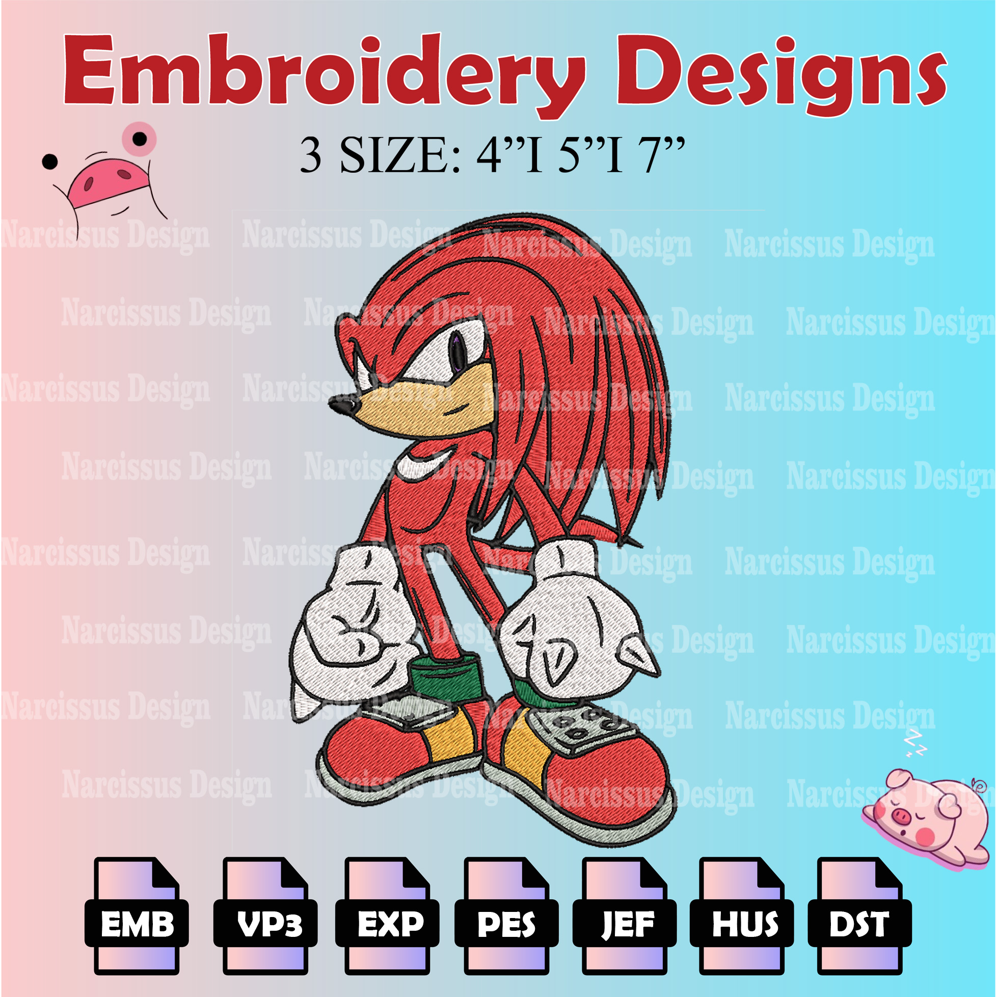 Knuckles Embroidery Designs, Sonic the Hedgehog Embroidery F | Inspire ...