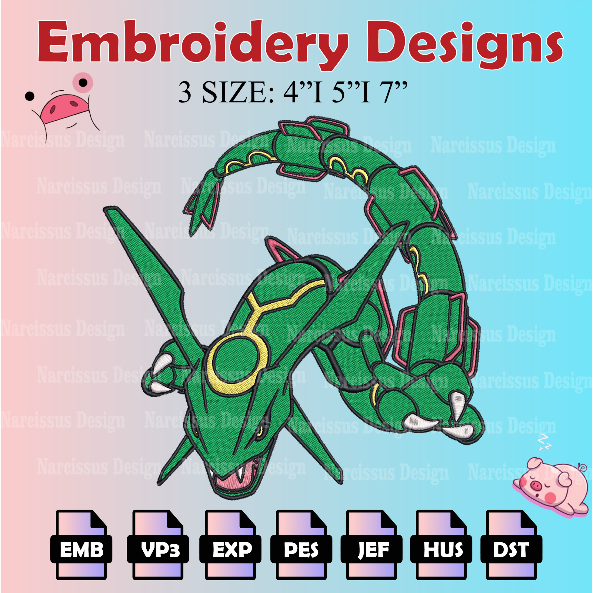 Pokemon Rayquaza Embroidery Designs, Pokemon Logo Embroidery | Inspire ...