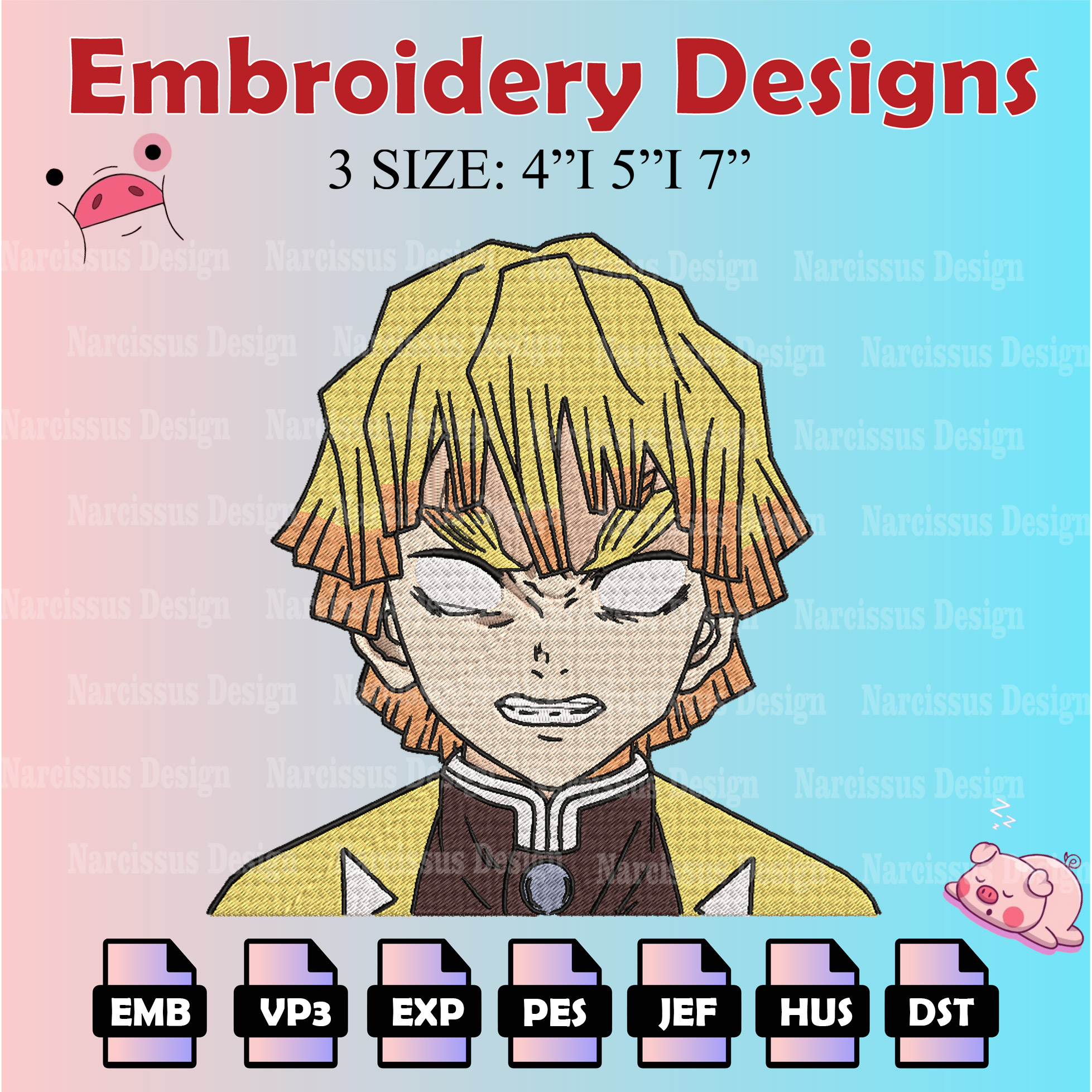 Agatsuma Zenitsu Embroidery Pattern, Digital Download, Demon | Inspire ...