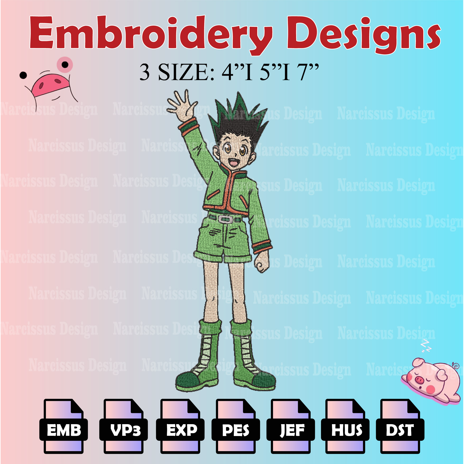 Gon Freecss Machine Embroidery Pattern, Hunter x Hunter Embr | Inspire ...
