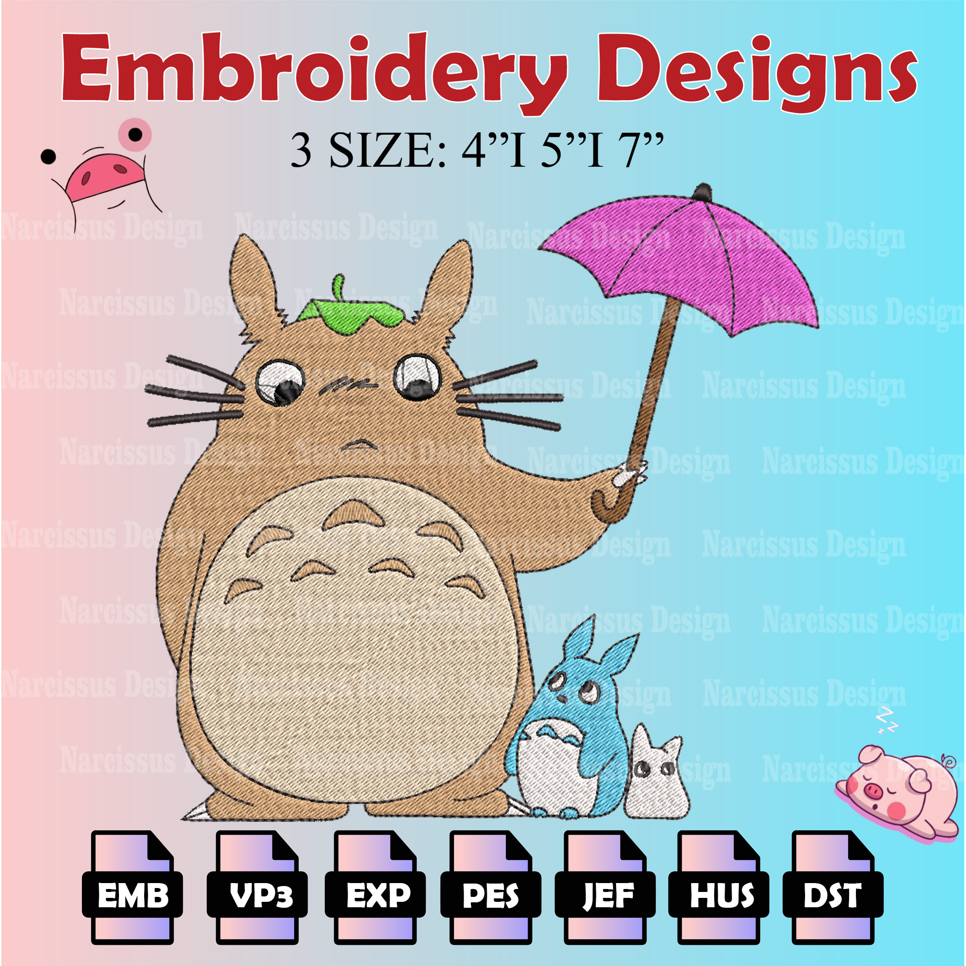 Totoro Machine Embroidery Pattern, Totoro Embroidery Designs | Inspire ...