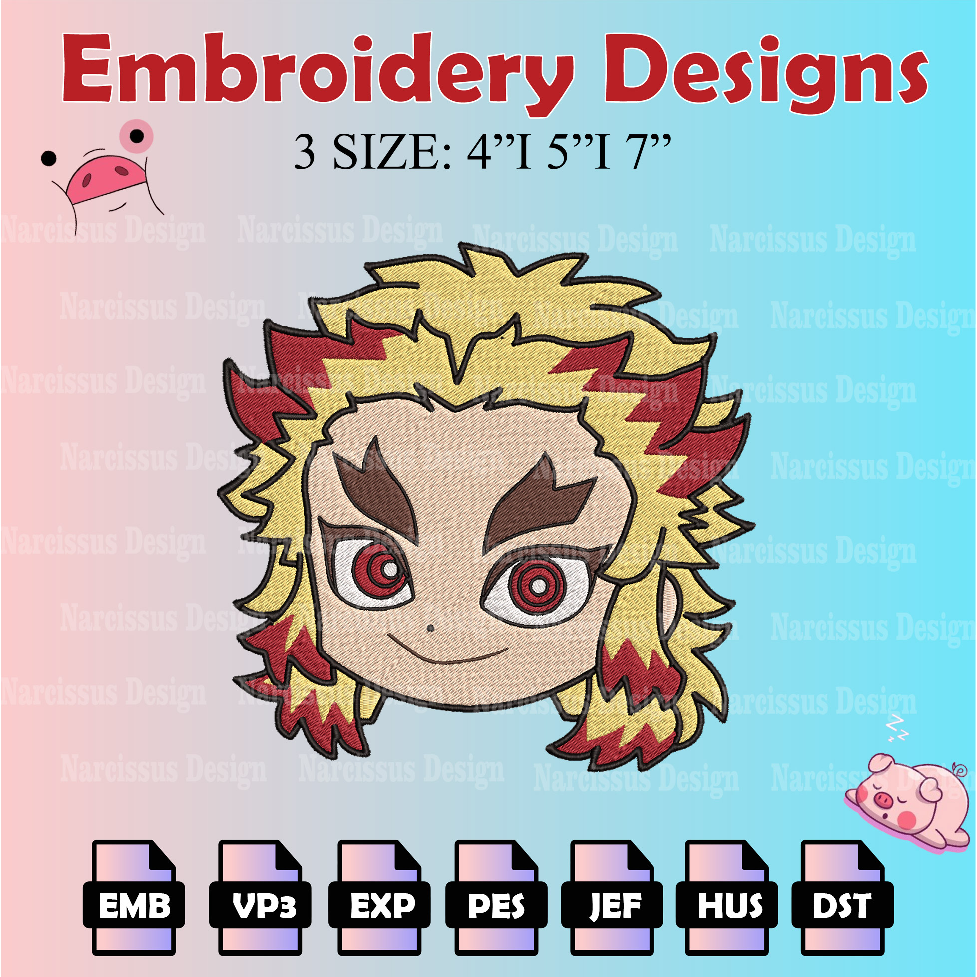 Rengoku Kyojuro Embroidery Pattern, Demon Slayer Embroidery | Inspire ...