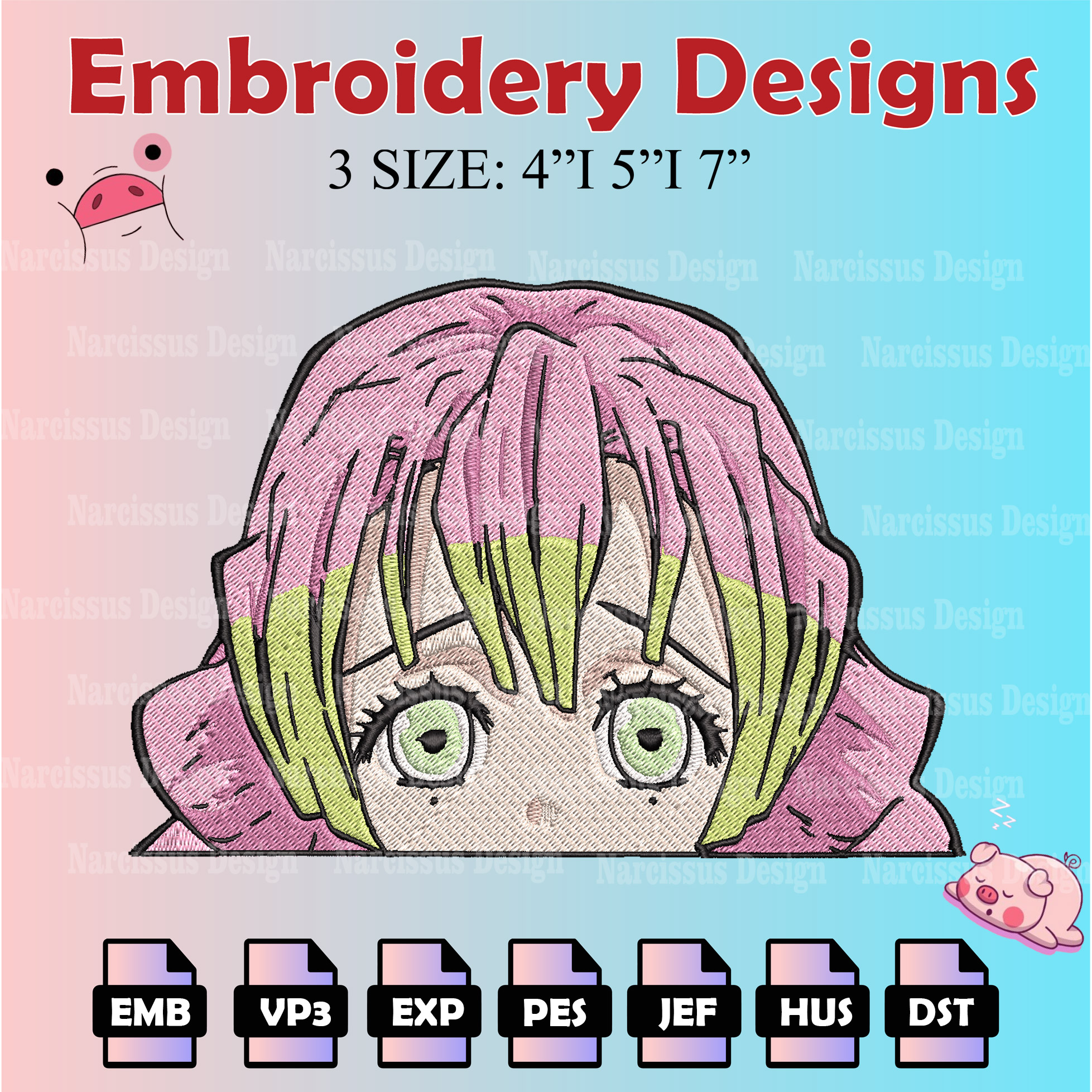 Mitsuri Kanroji Embroidery Pattern, Demon Slayer Embroidery - Inspire ...