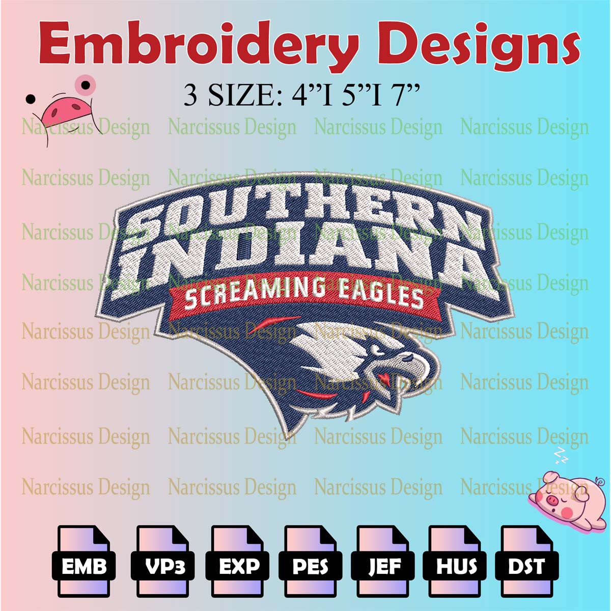 NCAA Logo Southern Indiana Screaming Eagles Embroidery Desig - Inspire ...