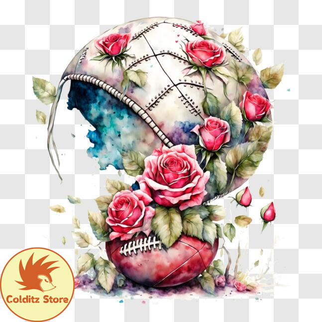 Abstract Football with Roses and Flowers PNG Design 328 | Inspire Uplift