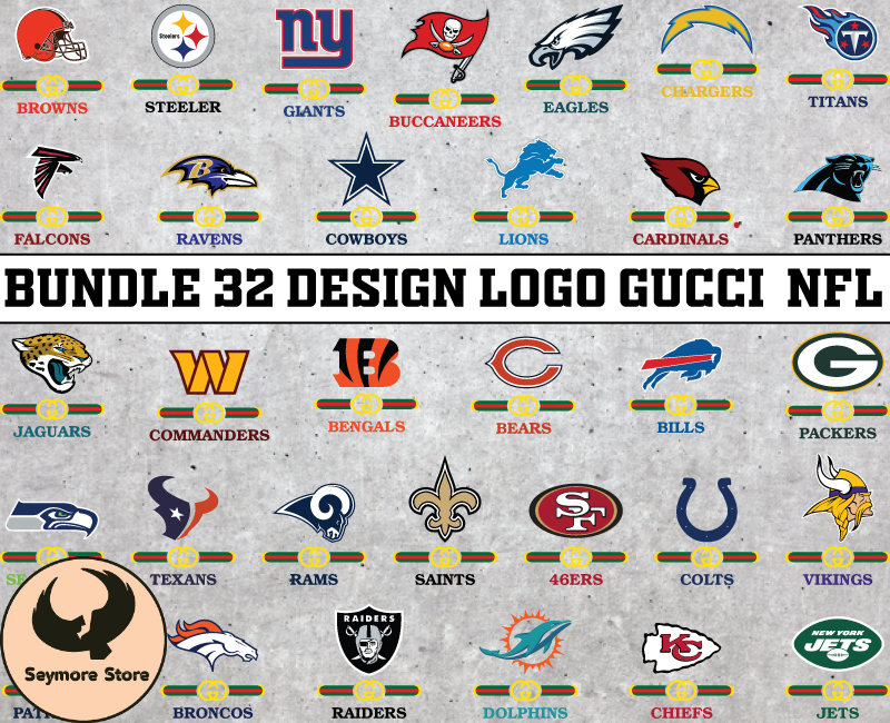 Bundle 32 design logo Gucci NFL, NFL Logo, Nfl Logo Team,Nfl | Inspire ...