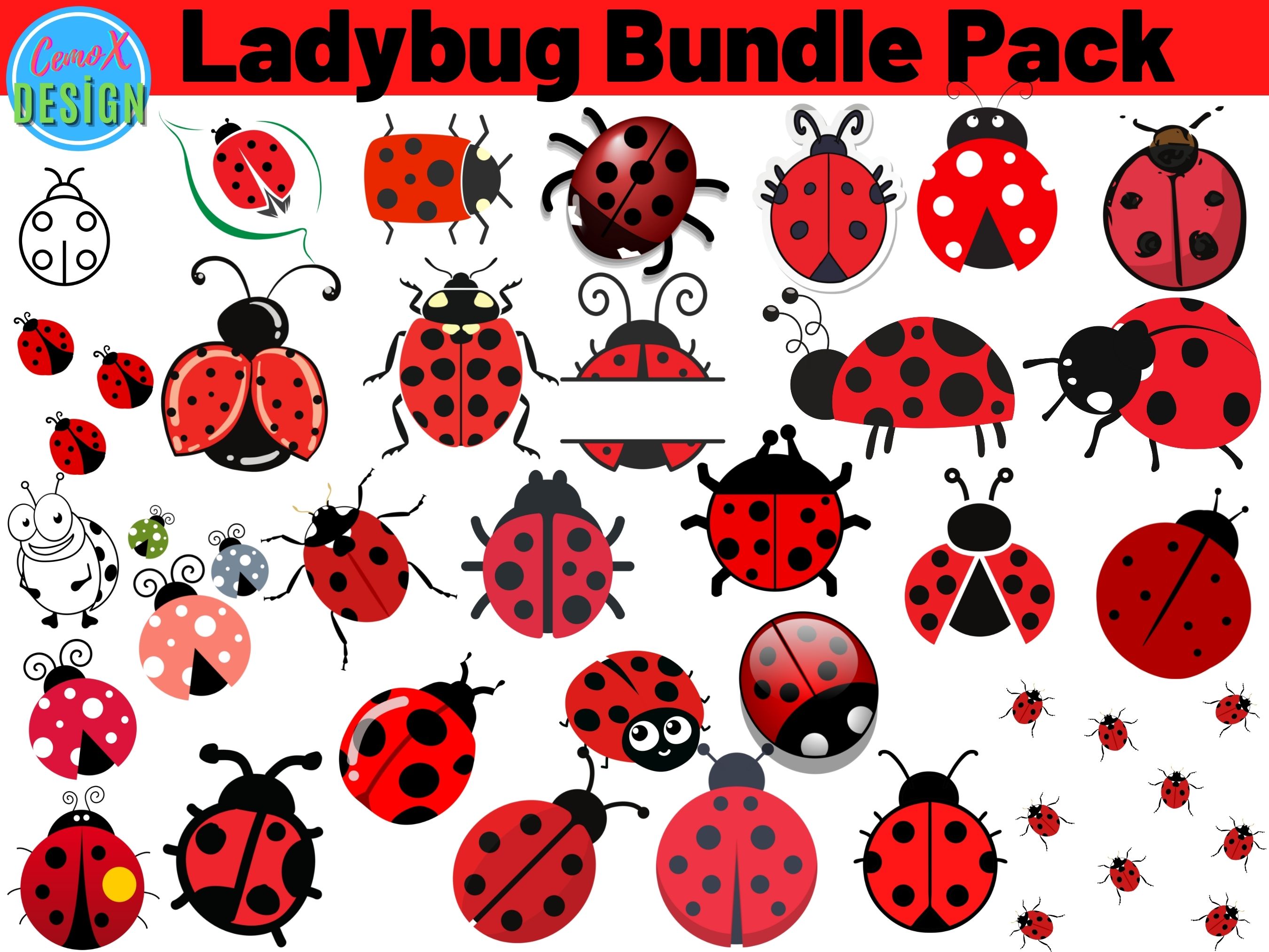 30 Ladybug SVG Bundle Pack , Cute Ladybug Printable PNG File - Inspire ...