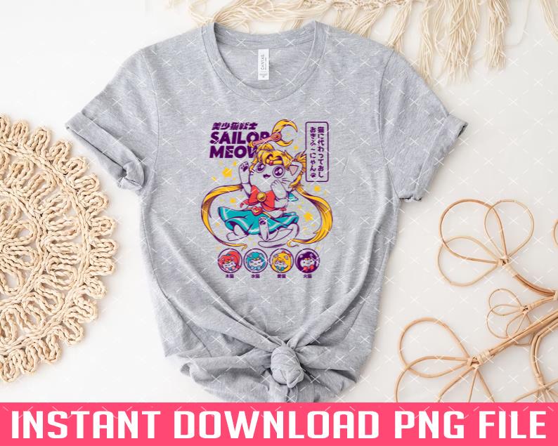Sailor Meow PNG files for sublimation | Inspire Uplift
