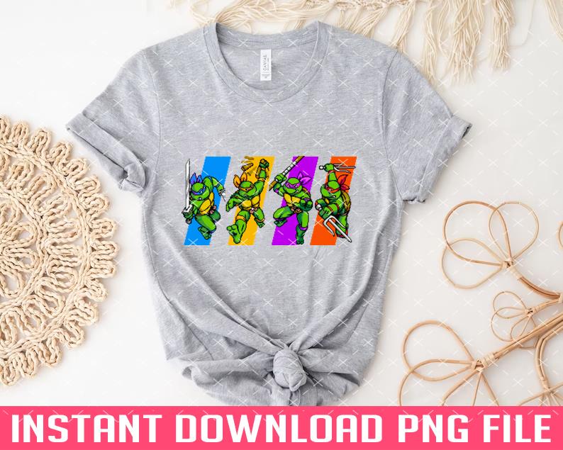 ninja turtles pixel art arcade PNG files for sublimation - Inspire Uplift