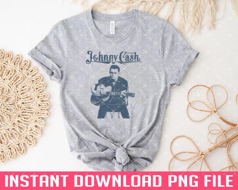 Johnny Cash Blue Vintage Color PNG files for sublimation | Inspire Uplift