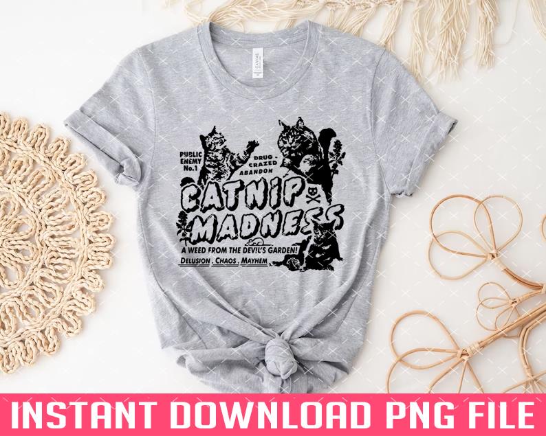 Catnip Madness Cute Cat PNG files for sublimation | Inspire Uplift