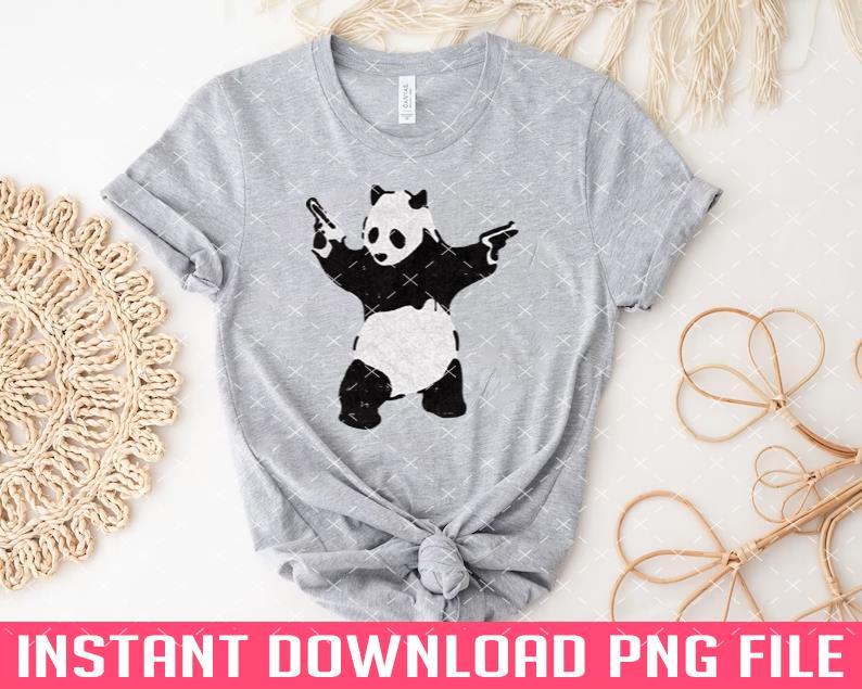 BANKSY Armed Panda with Guns PNG files for sublimation - Inspire Uplift