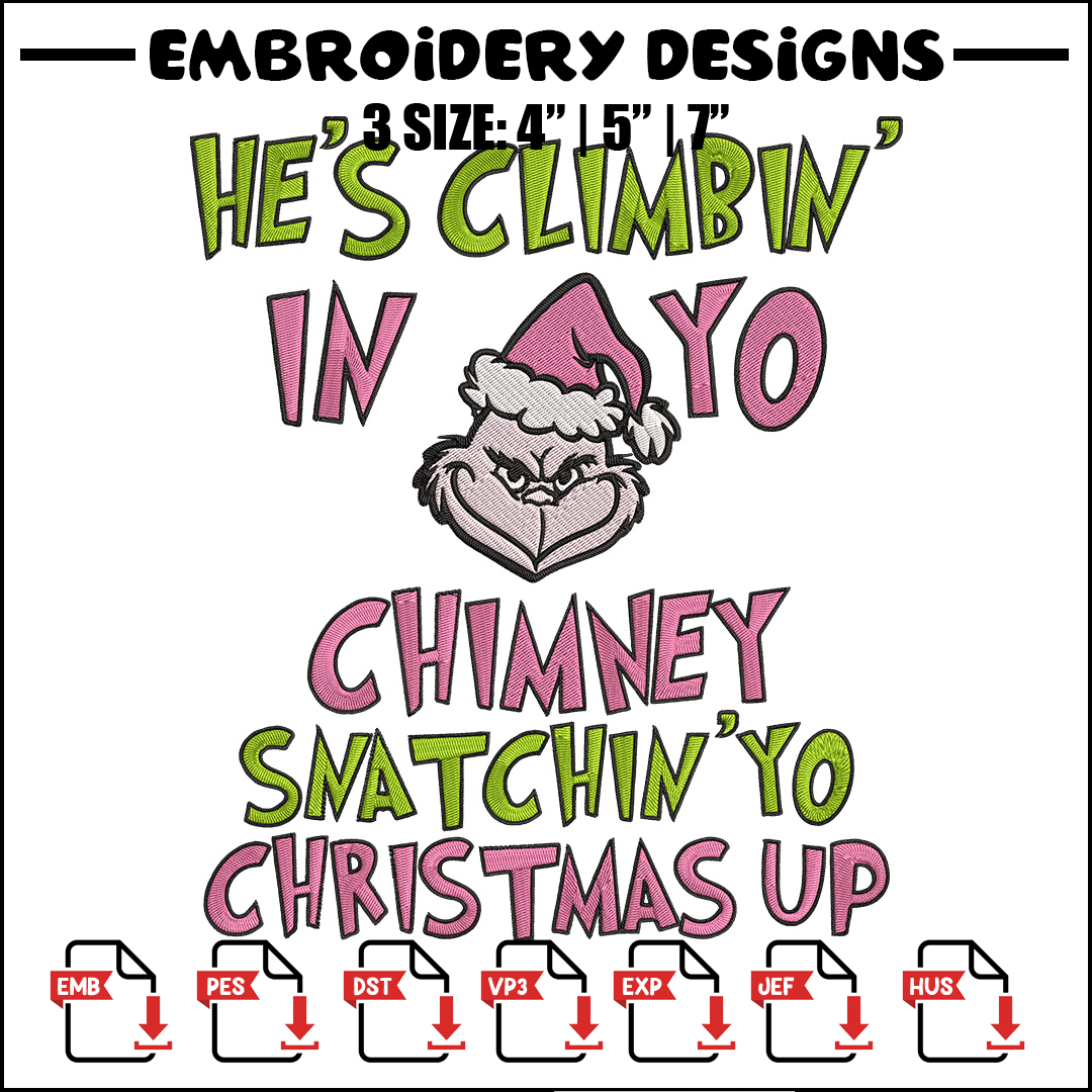 Chrismas up Embroidery Design, Grinch Embroidery, Embroidery - Inspire ...