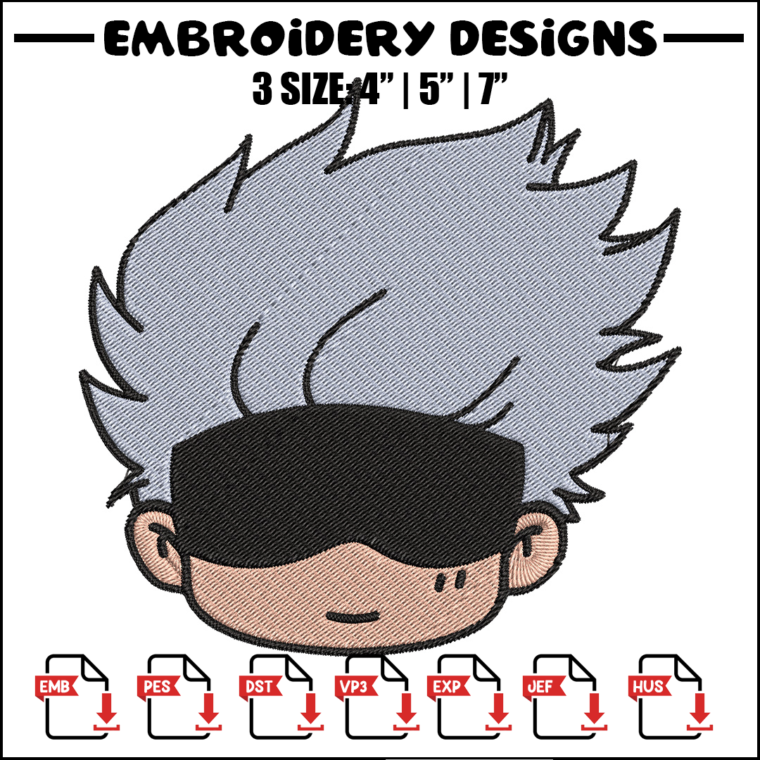 Gojo chibi Embroidery Design, Jujutsu Embroidery, Embroidery - Inspire ...