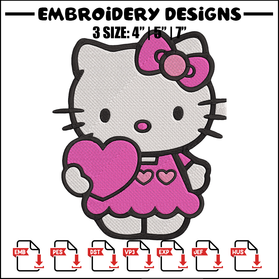 Hello kitty heart Embroidery Design, Hello kitty Embroidery, | Inspire ...