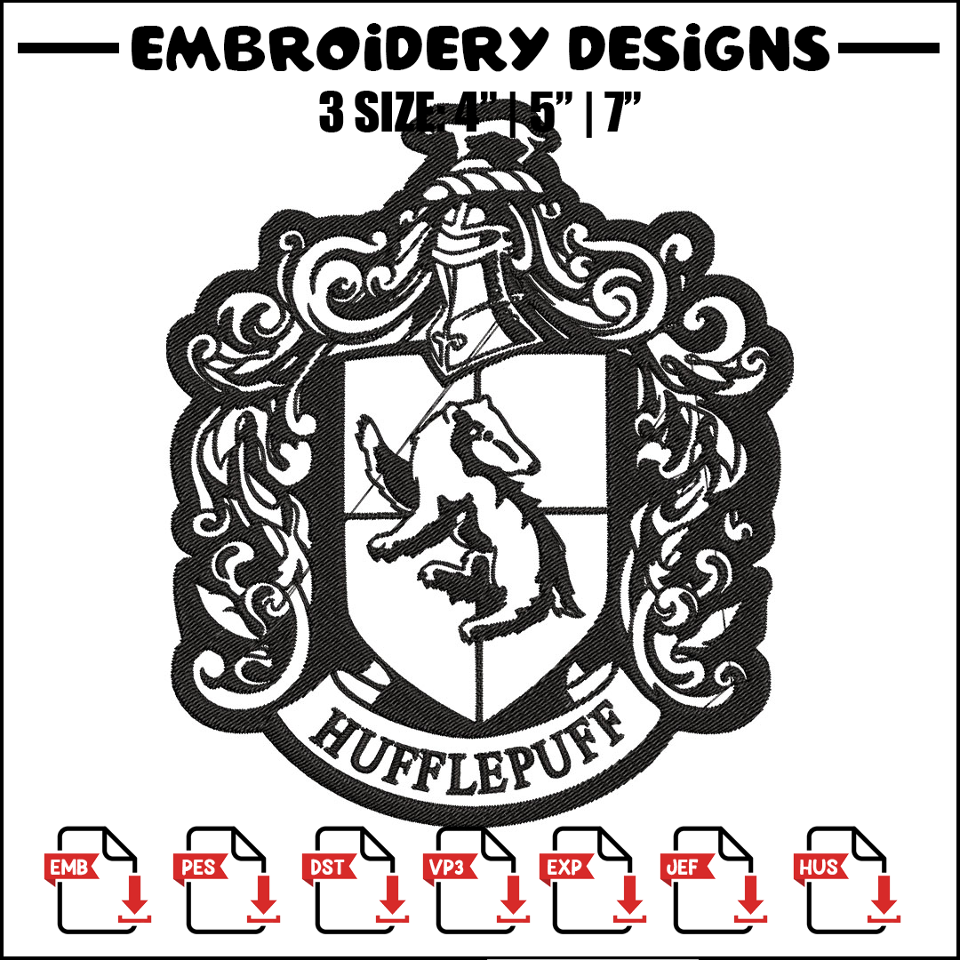 Hufflepuff Crest Embroidery Design, logo Embroidery, Embroid | Inspire ...