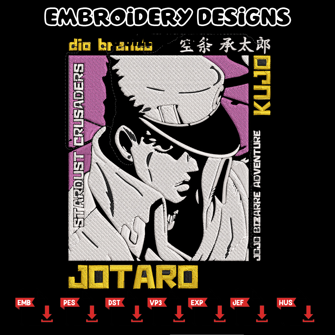 Jotaro poster Embroidery Design, Jojo Embroidery, Embroidery - Inspire ...