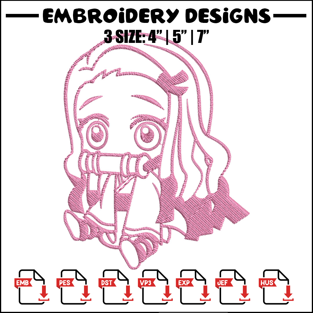 Nezuko chibi Embroidery Design, Demon slayer Embroidery, Emb | Inspire ...