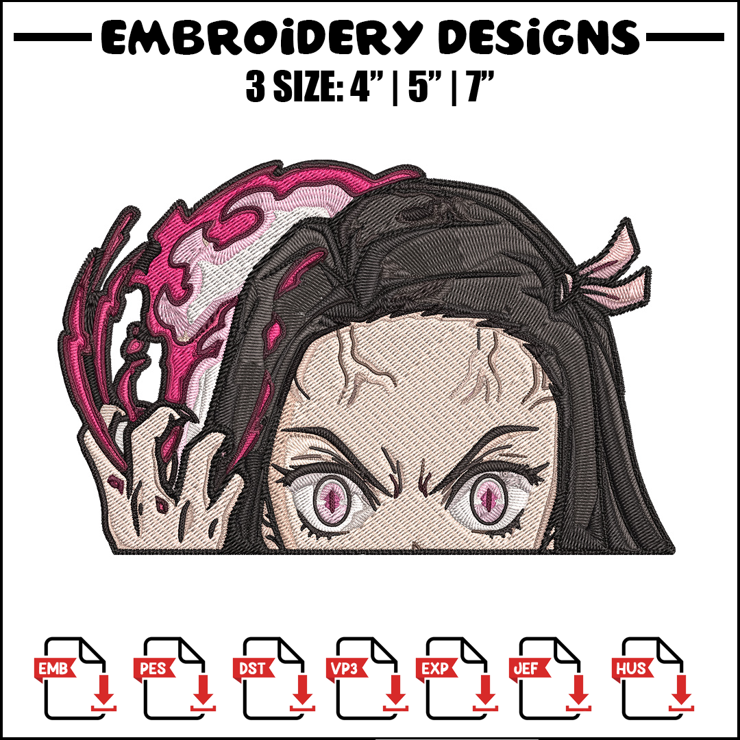 Nezuko demon Peeker Embroidery Design, Demon slayer Embroide - Inspire ...