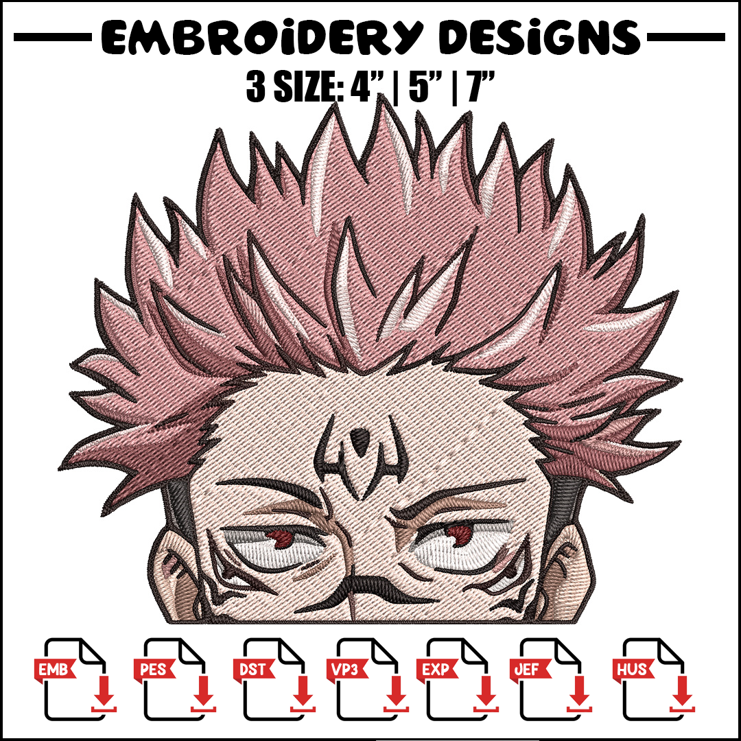 Sukuna Peeker Embroidery Design, Jujutsu Embroidery, Embroid | Inspire ...