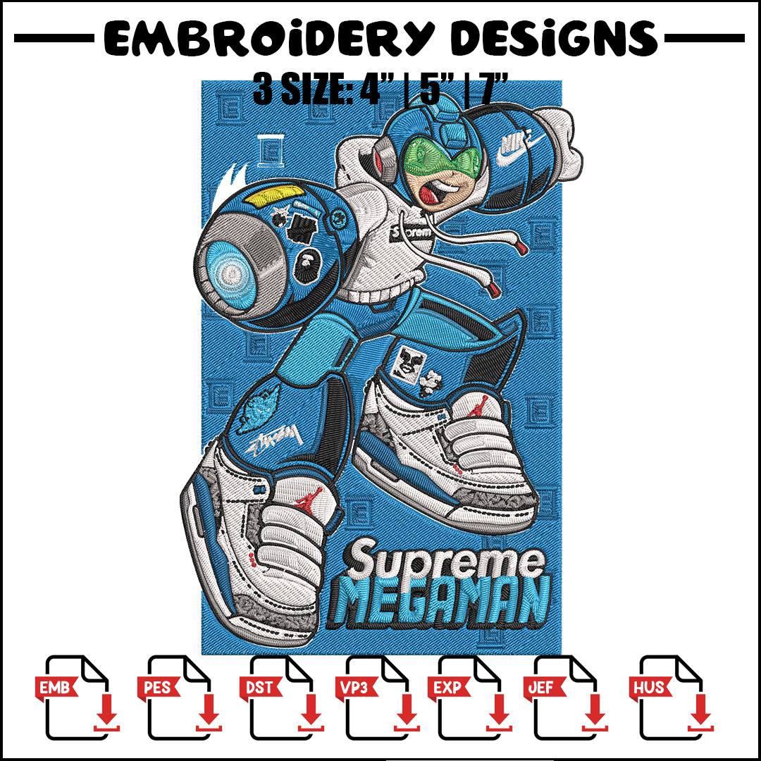 Supreme megaman Embroidery Design, Megaman Embroidery, Embro | Inspire ...