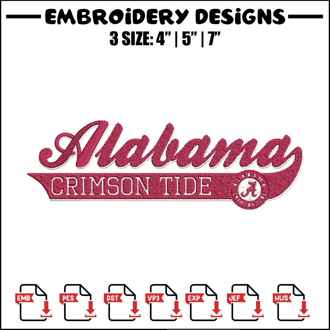Alabama Crimson logo embroidery design,NCAA embroidery,Sport | Inspire ...