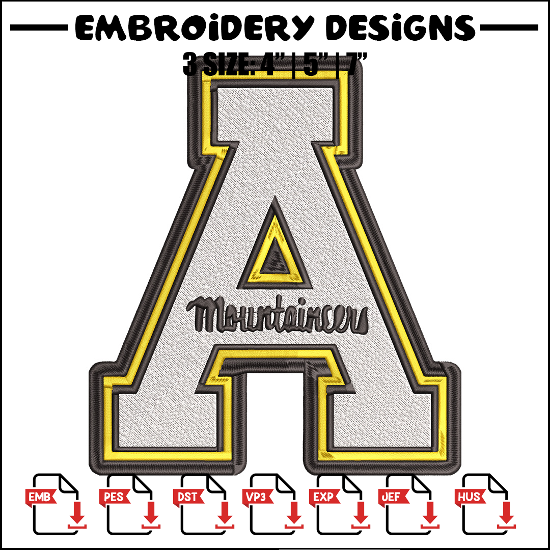 Appalachian State logo embroidery design, NCAA embroidery, S | Inspire ...