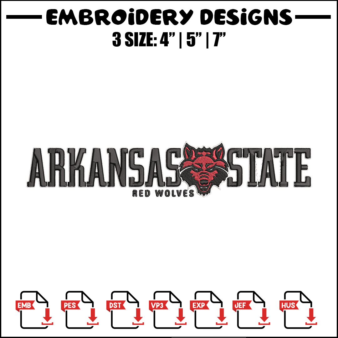 Arkansas State logo embroidery design, NCAA embroidery,Sport | Inspire ...