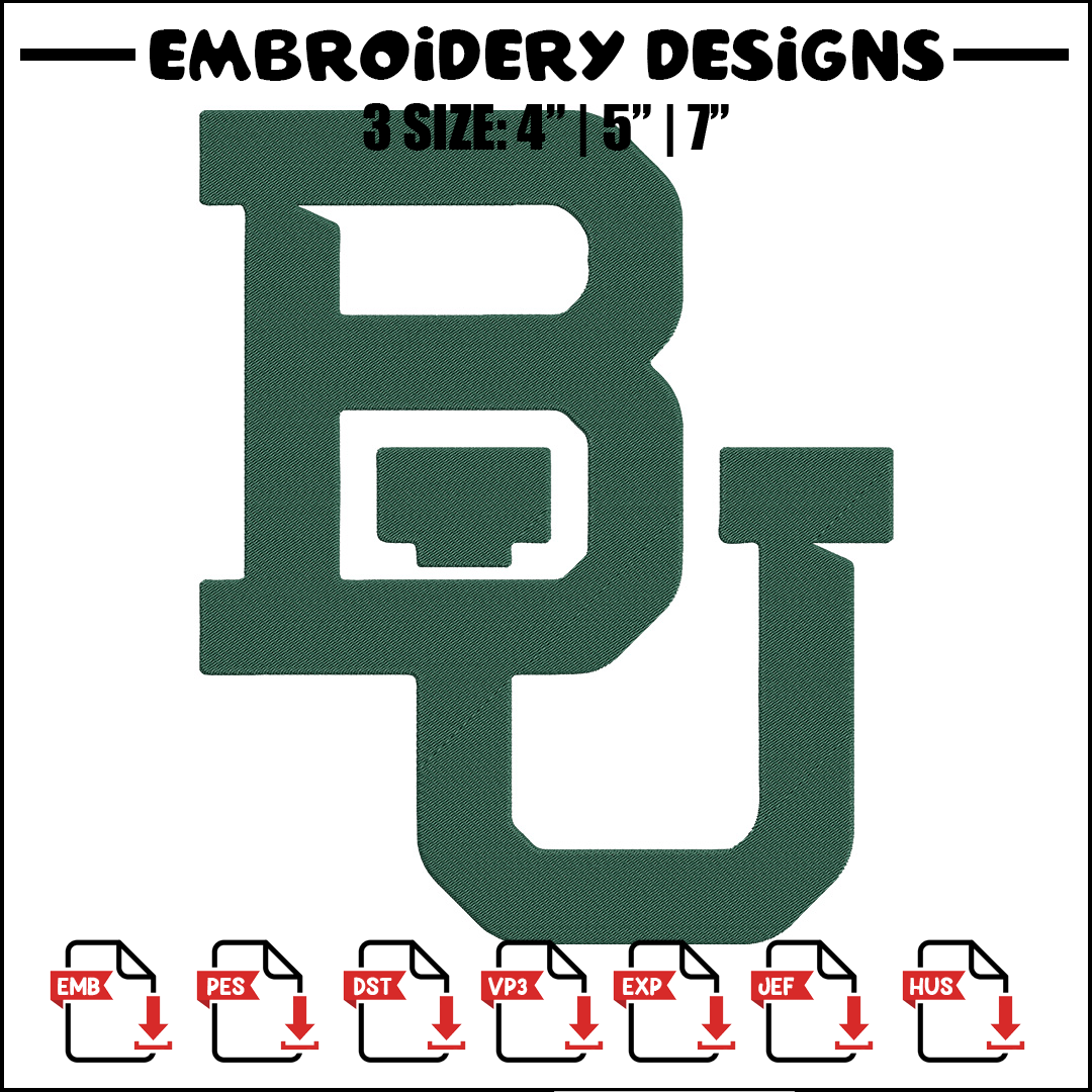 Baylor University logo embroidery design, NCAA embroidery,Sp | Inspire ...