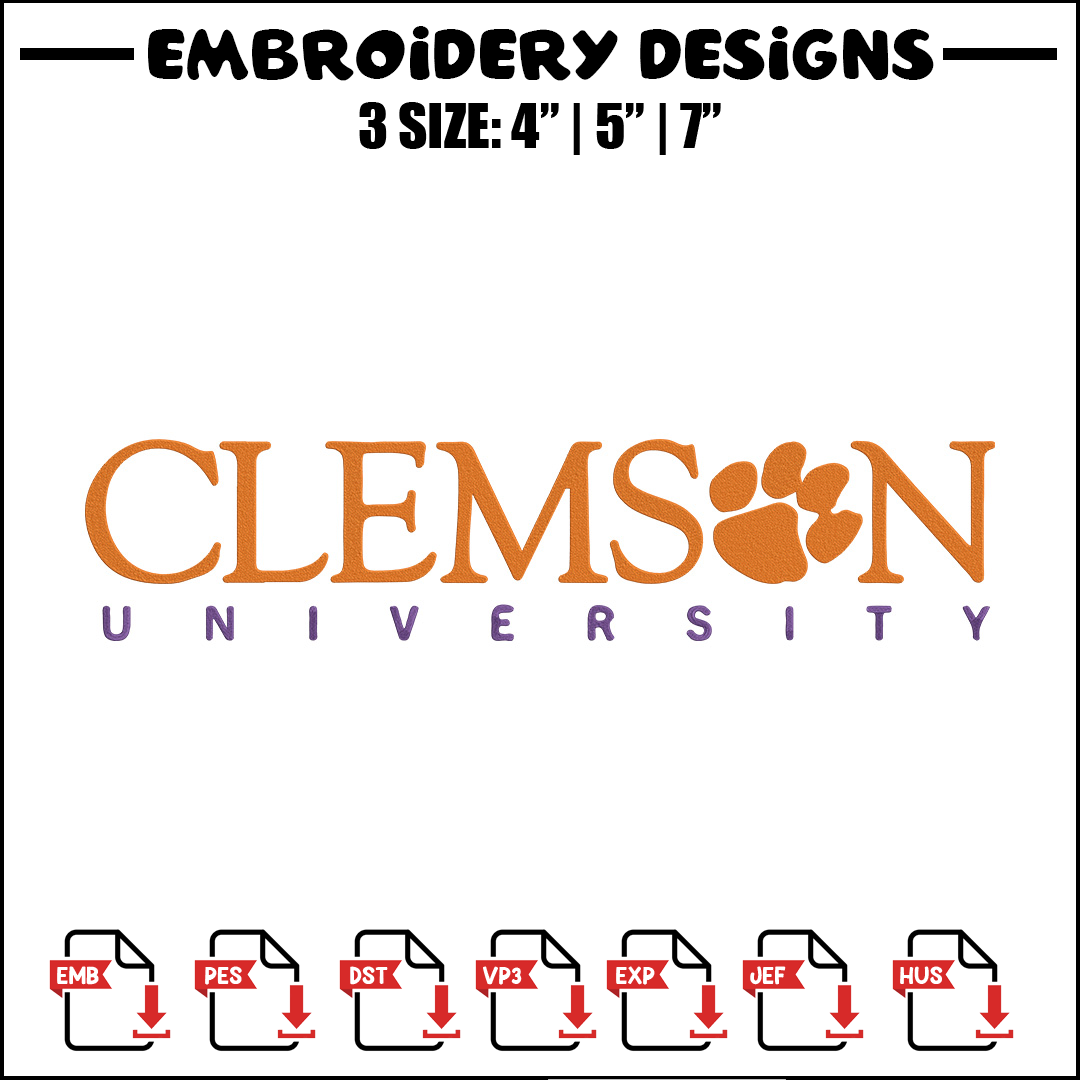 Clemson University logo embroidery design, NCAA embroidery, | Inspire ...