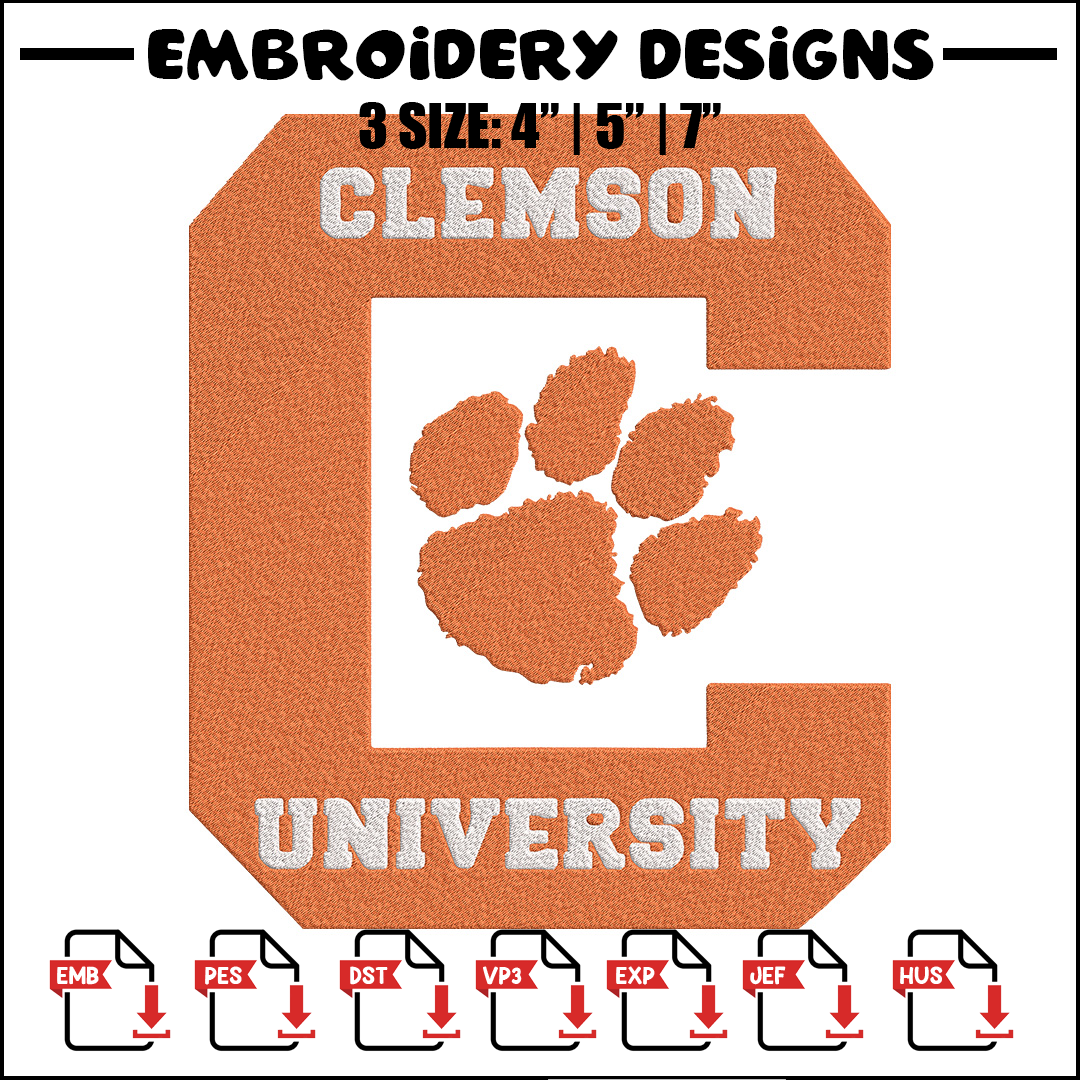 Clemson University logo embroidery design,NCAA embroidery,Sp | Inspire Uplift