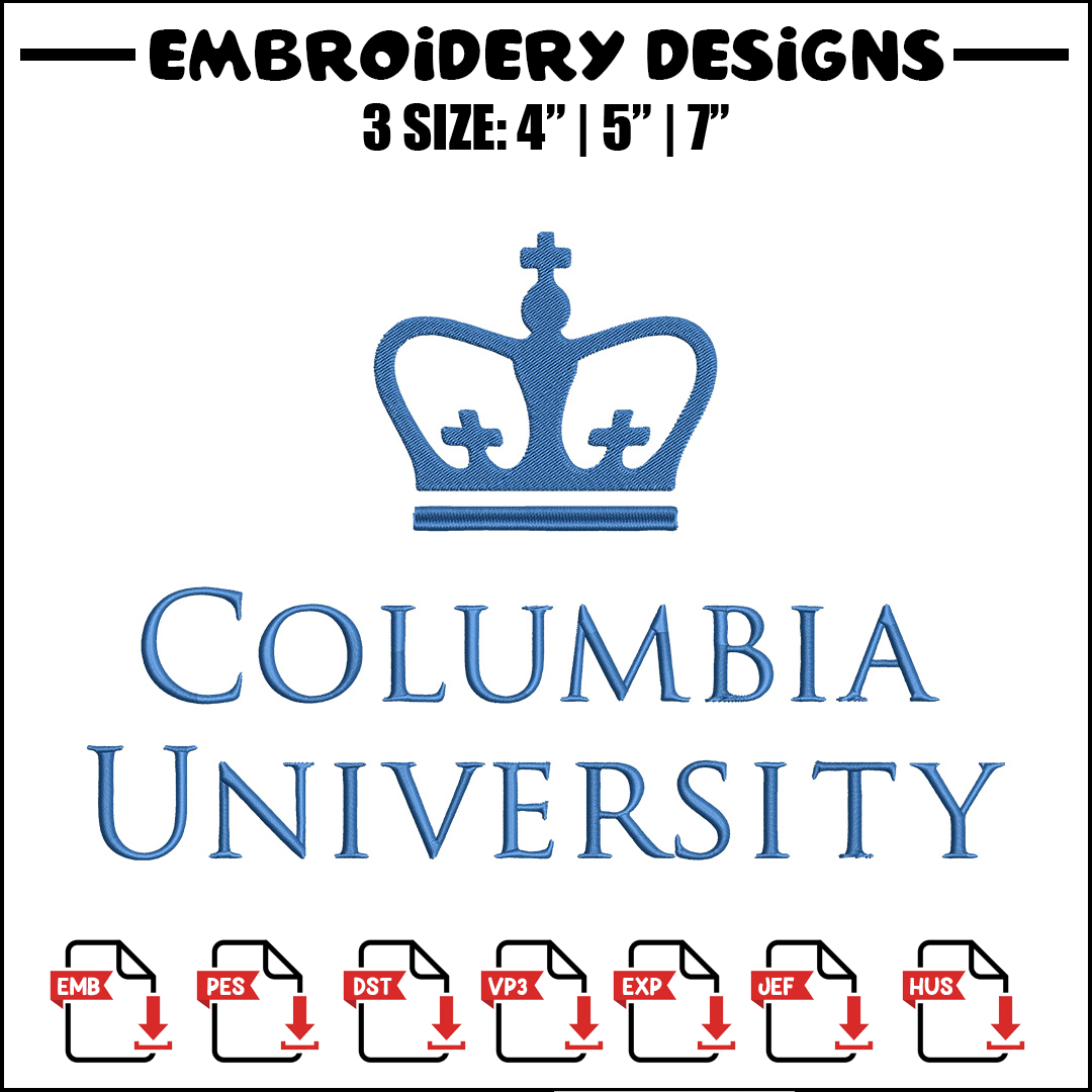 Columbia University logo embroidery design, Sport embroidery | Inspire ...