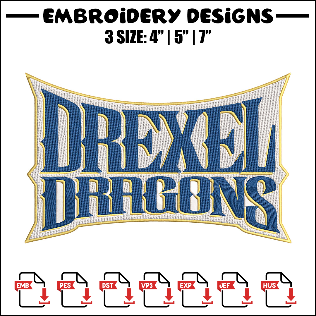 Drexel Dragons logo embroidery design, NCAA embroidery, Embr | Inspire ...