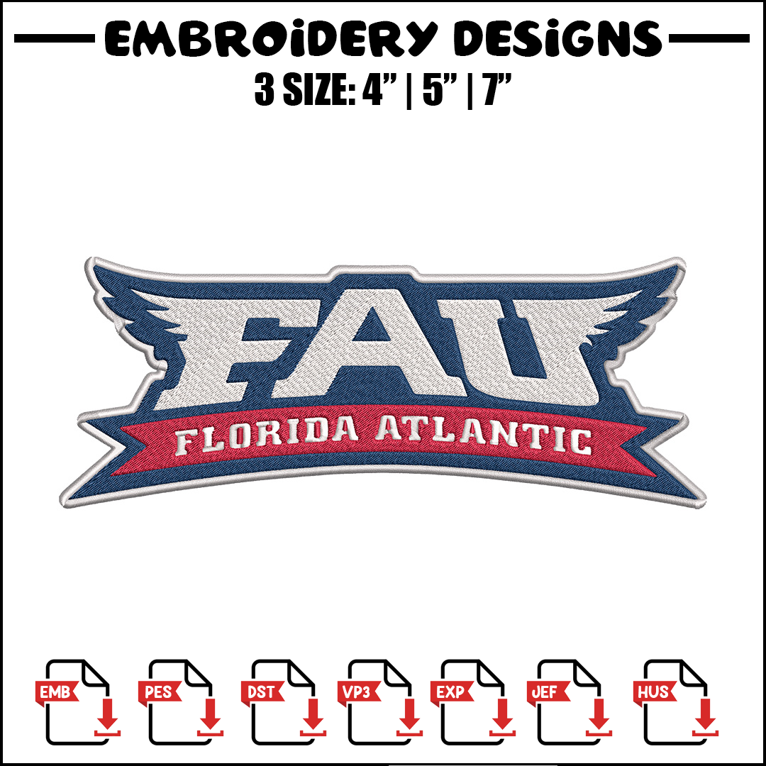Florida Atlantic logo embroidery design, NCAA embroidery, Sp | Inspire ...