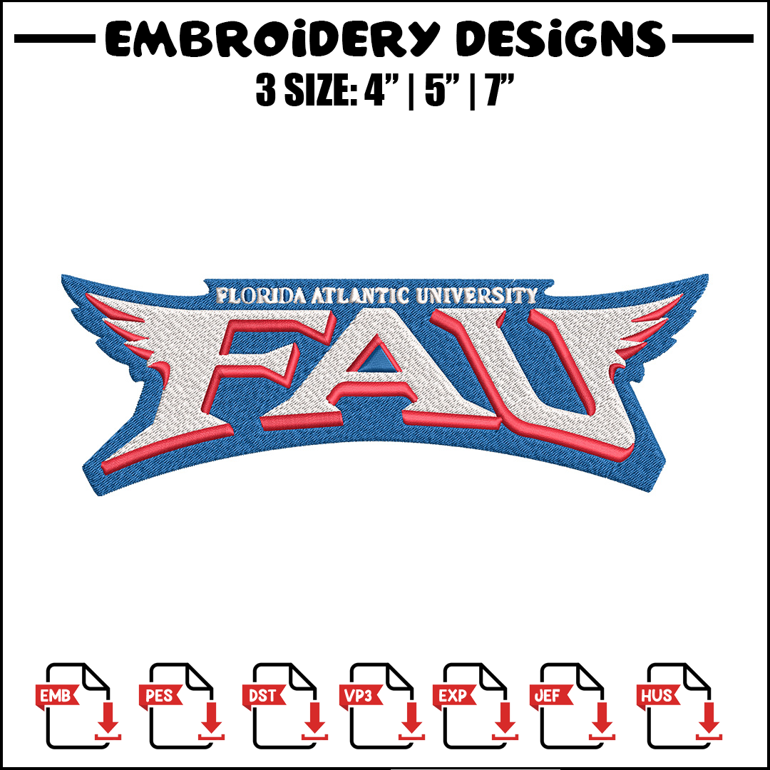 Florida Atlantic logo embroidery design, Sport embroidery, l - Inspire ...