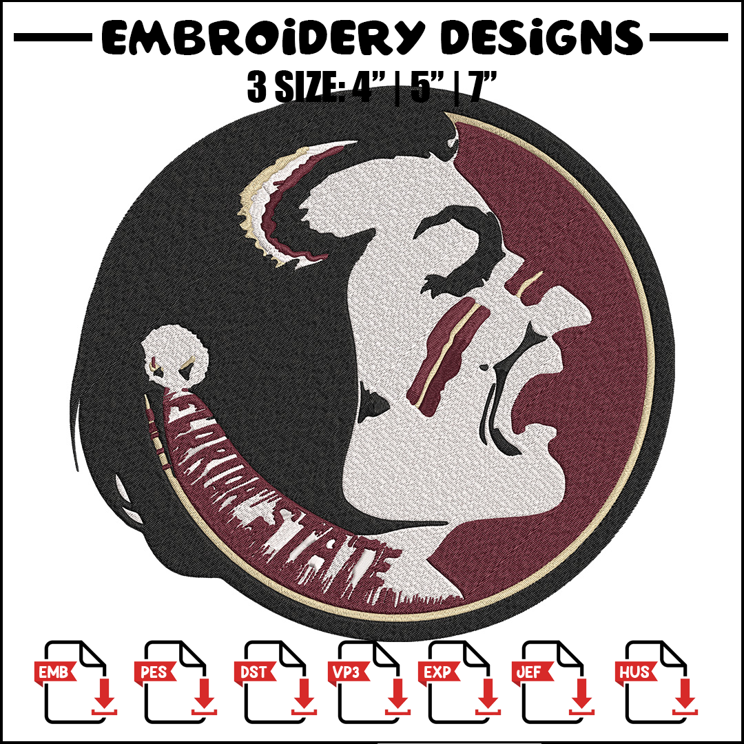 Florida State mascot embroidery design, NCAA embroidery, Spo | Inspire ...