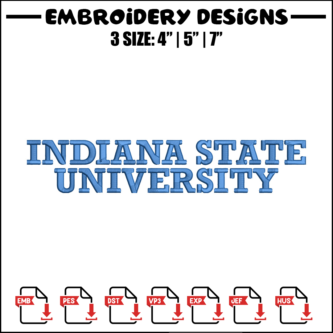 Indiana State logo embroidery design,NCAA embroidery,Sport e | Inspire ...