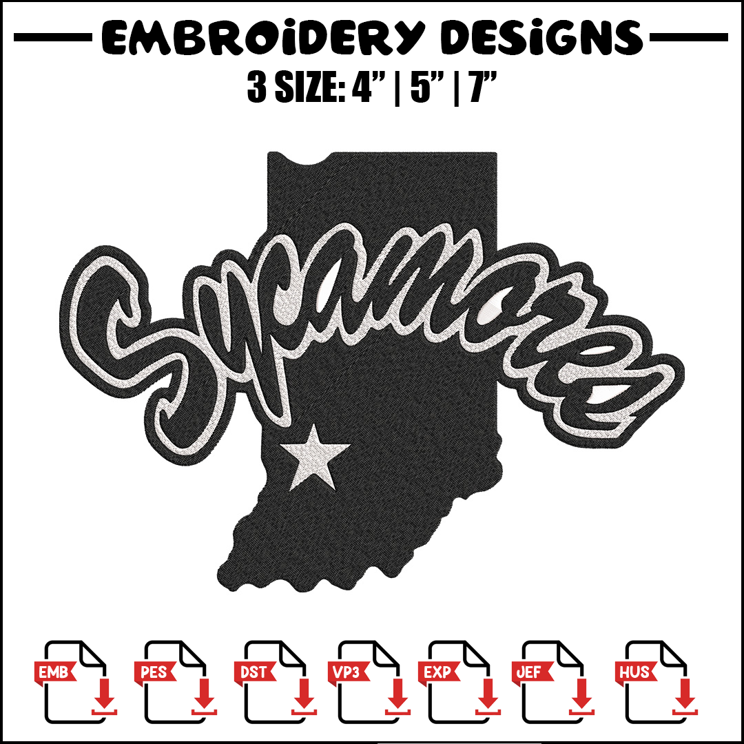 Indiana State University logo embroidery design,NCAA embroid | Inspire ...