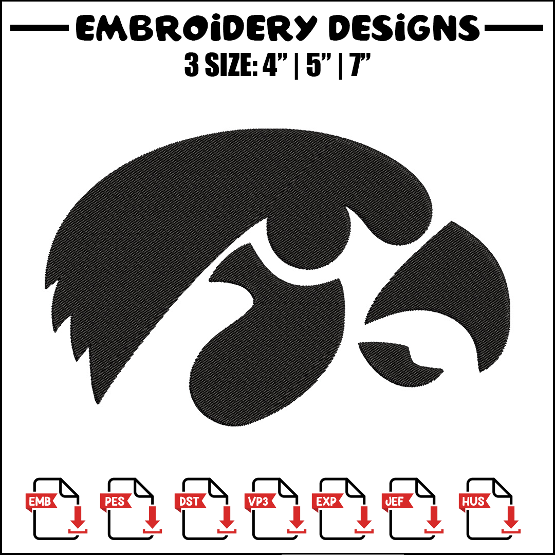 Iowa Hawkeyes logo embroidery design, NCAA embroidery, Sport | Inspire ...