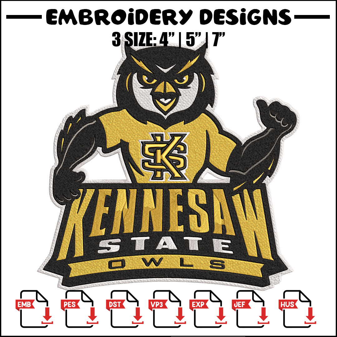 Kennesaw State logo embroidery design, Sport embroidery, log | Inspire ...